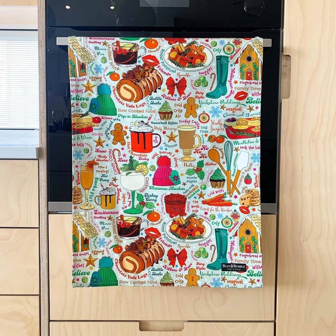 Eat, Drink, Be Merry Tea Towel - Bean and Bemble – Just Makers
