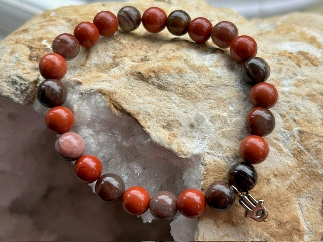 Red Jasper and Petrified Wood Men's Bracelet - Hart, Body and Soul ...